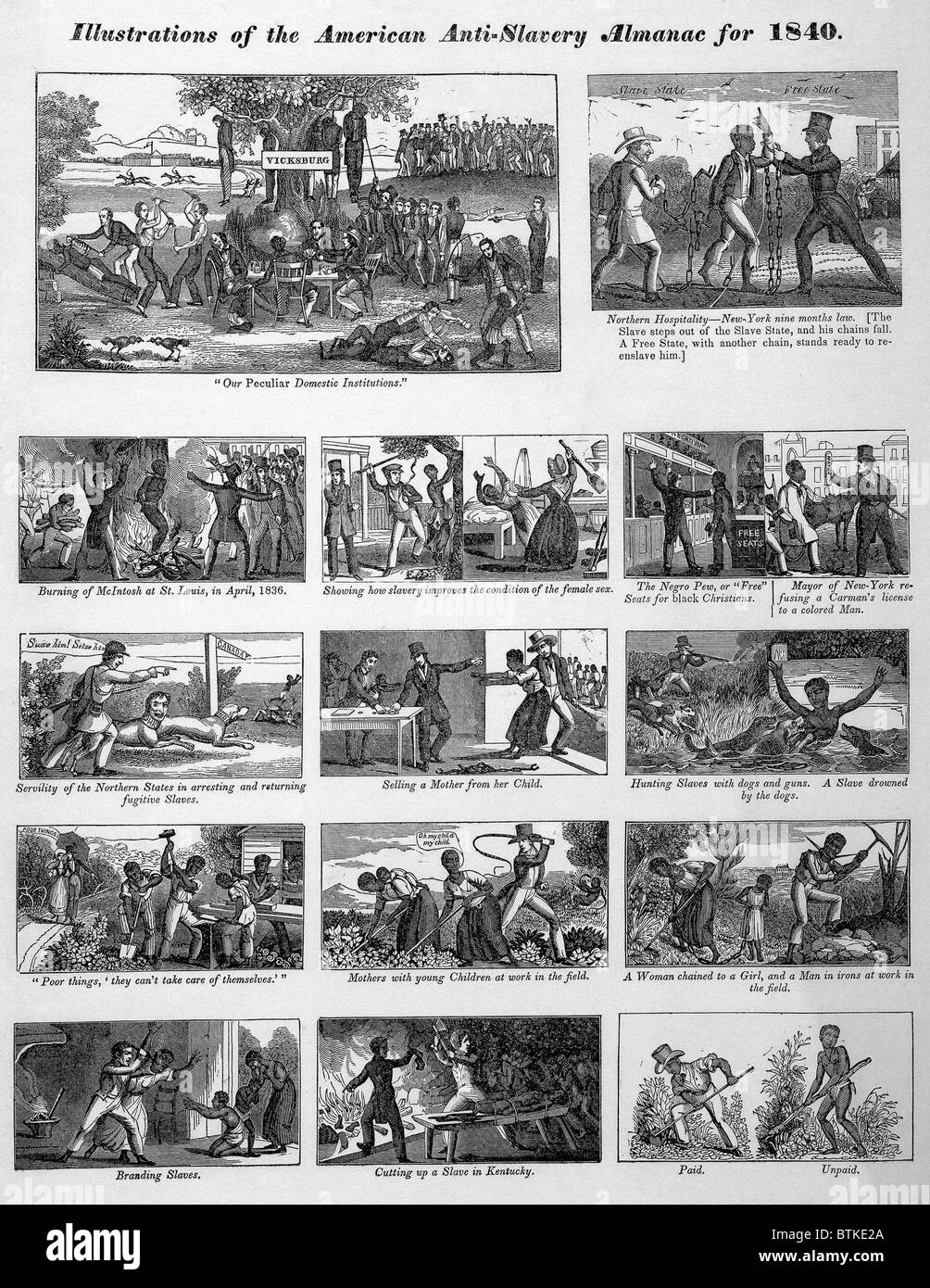 Illustrations of the Antislavery Almanac for 1840, show slaves at labor ...