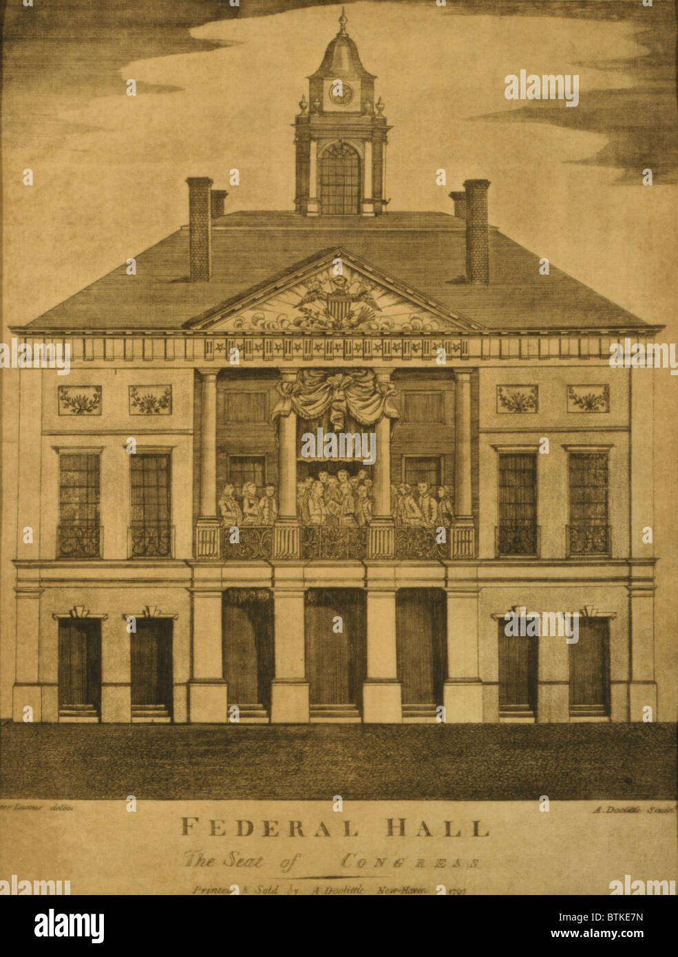 George Washington's first inauguration, on April 30, 1789, at Federal ...