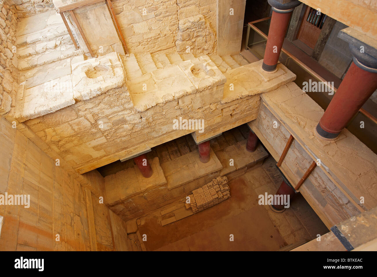 View from above of the Grand Staircase in Knossos Palace. Crete, Greece ...