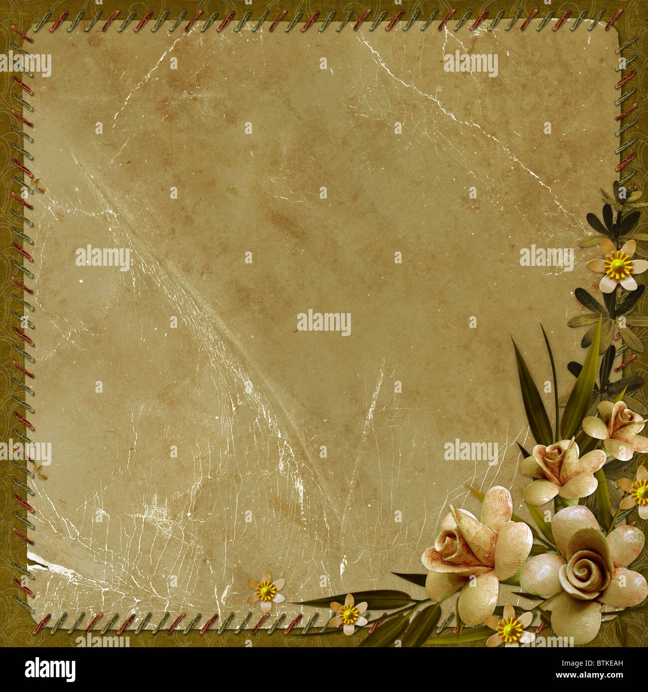 Vintage paper with flowers Stock Photo - Alamy