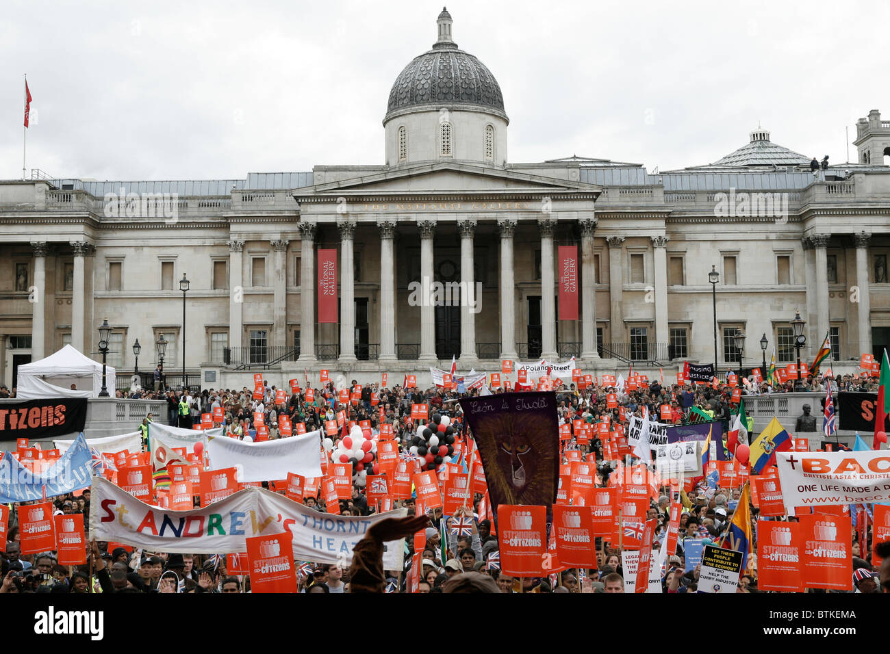 Protesters at the Strangers into Citizens march in Trafalgar Square ...