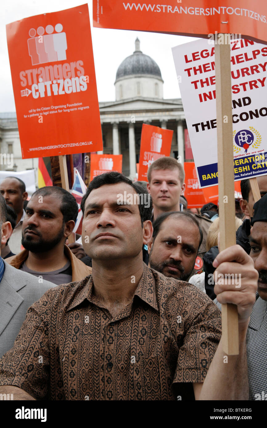 Protesters at the Strangers into Citizens march in Trafalgar Square ...