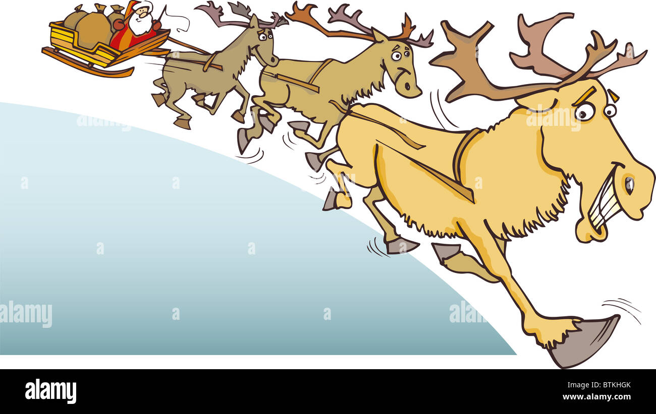 Illustration of Santa Claus and reindeer Stock Photo - Alamy
