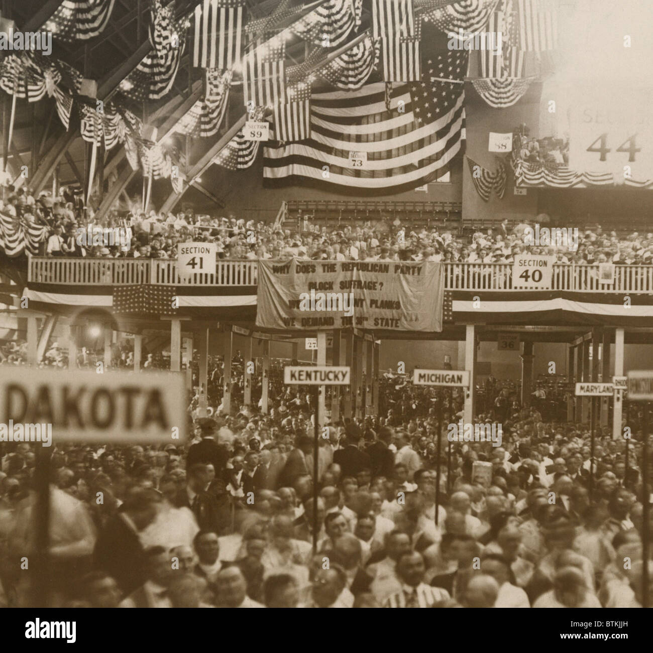 Republican Convention in Chicago, June 1920. In the background, a ...