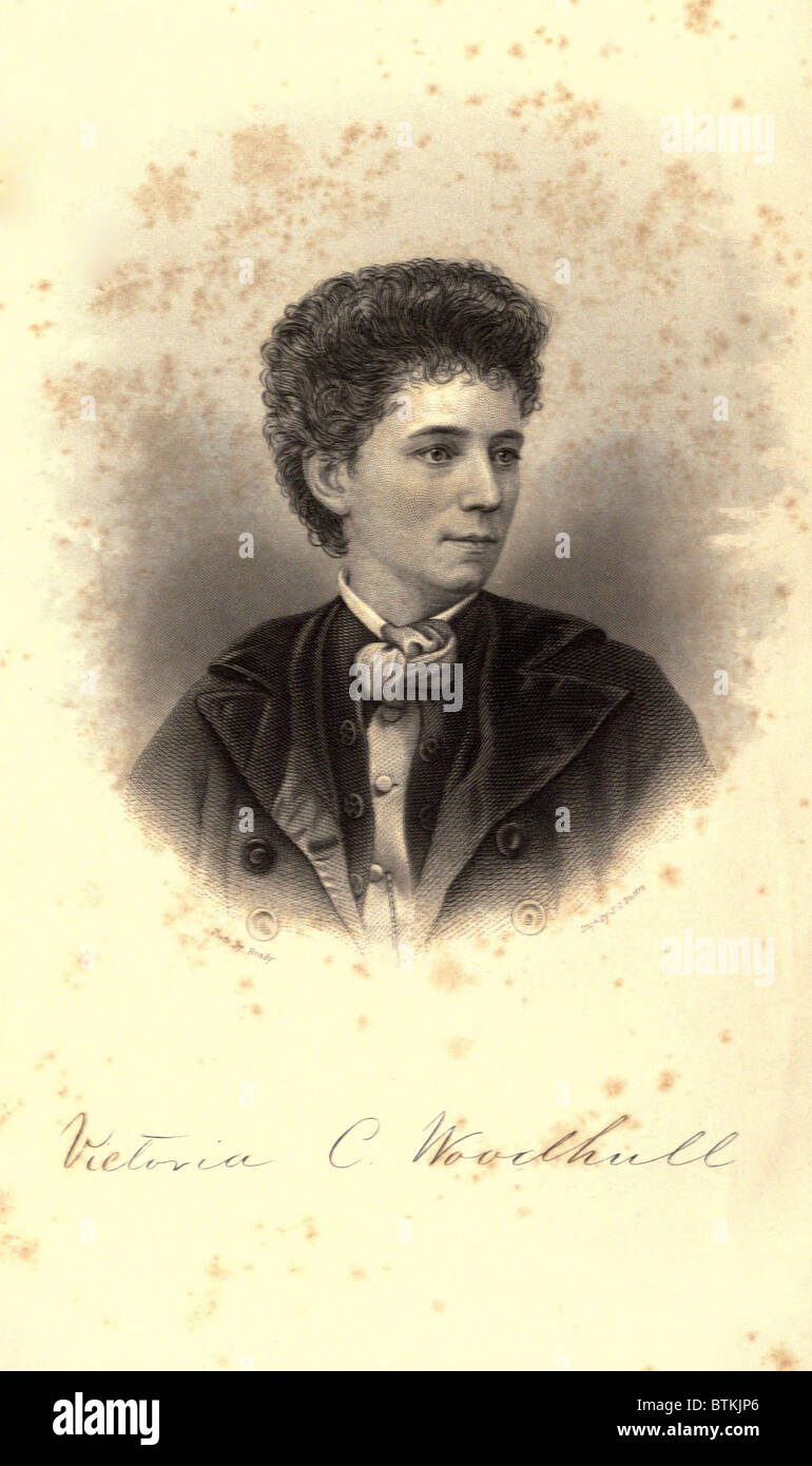 Victoria Woodhull, notorious radical feminist, wearing her hair in an ...