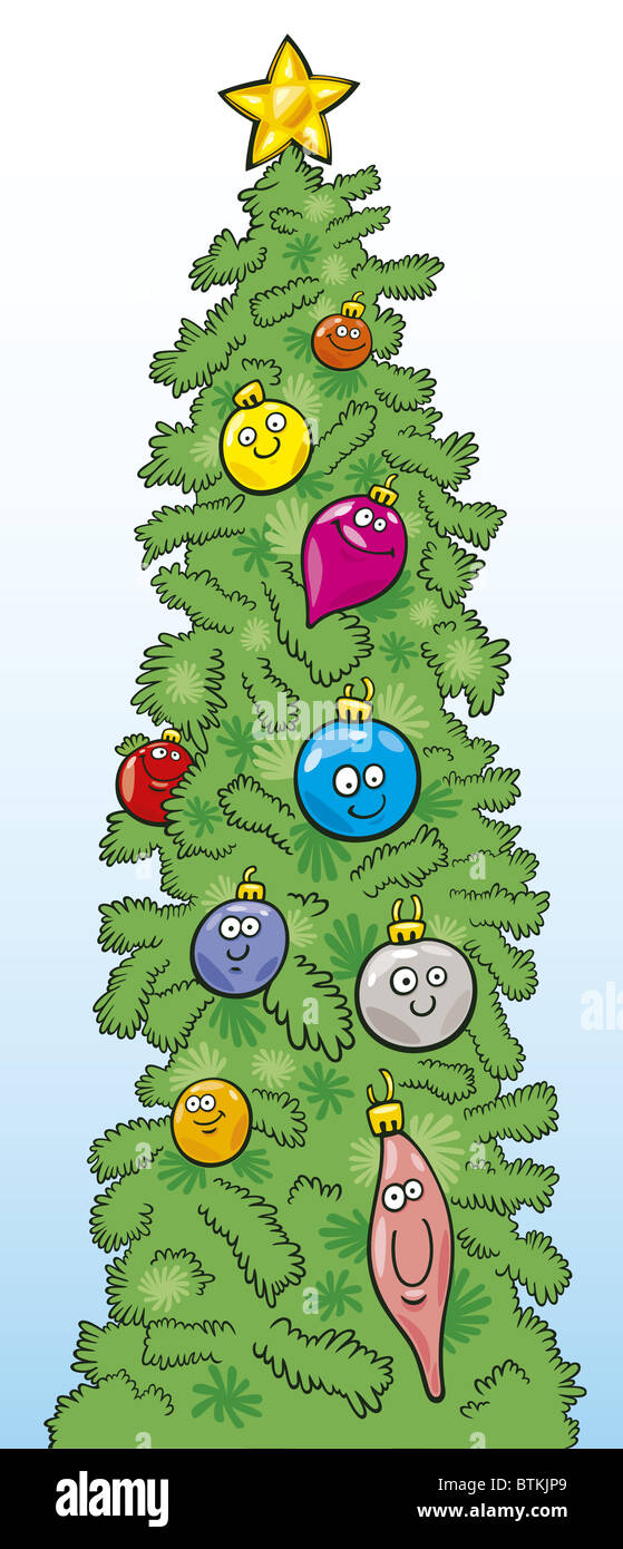 Illustration of funny christmas tree Stock Photo - Alamy