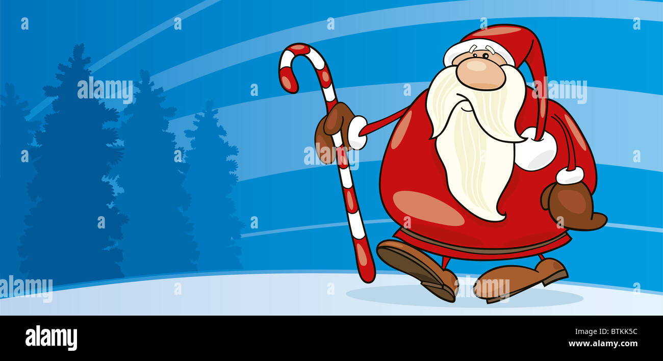 Illustration of santa claus with christmas cane Stock Photo - Alamy