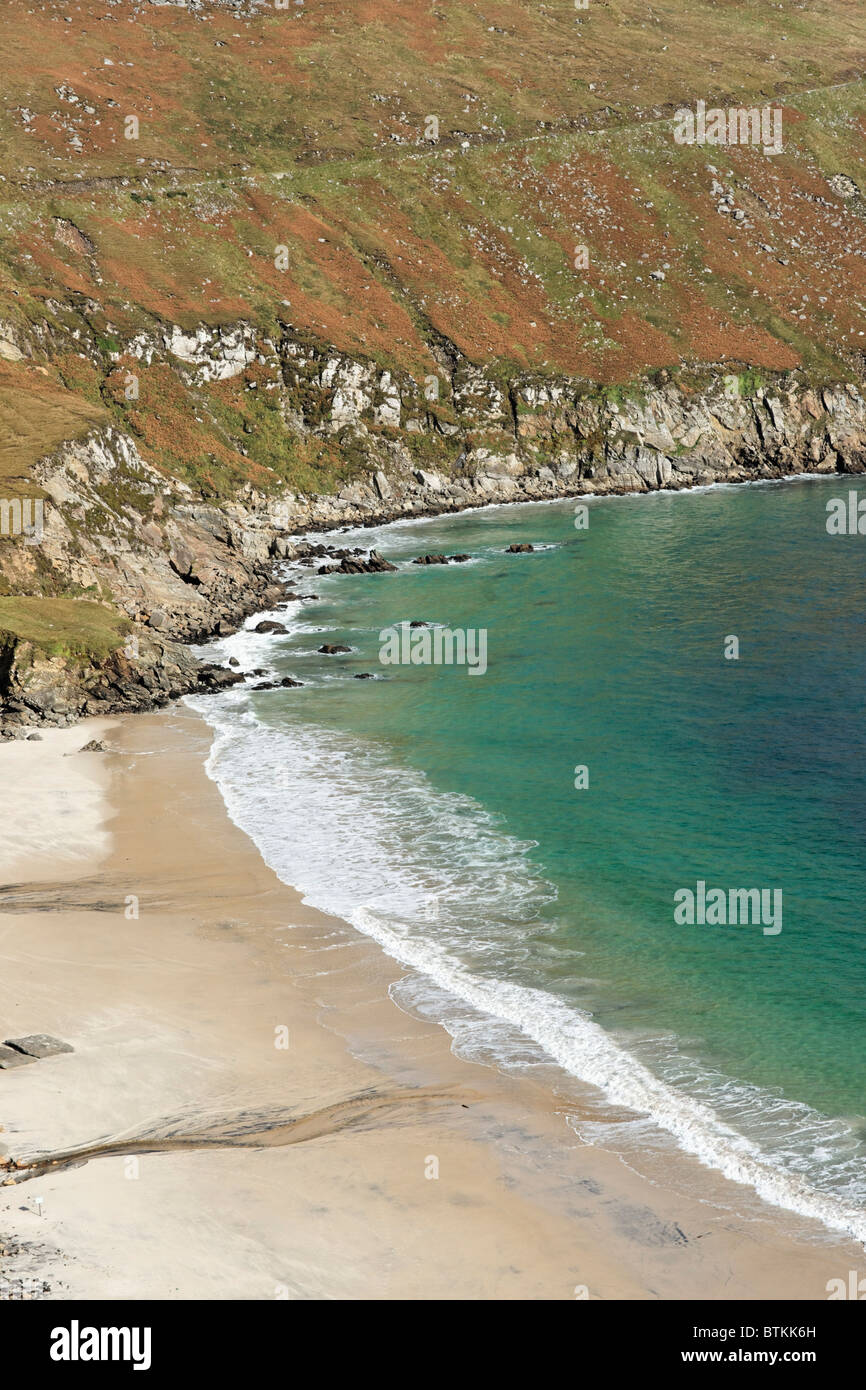 Sandy beach at Keem Bay, Achill Island, County Mayo, Connaught, Ireland ...