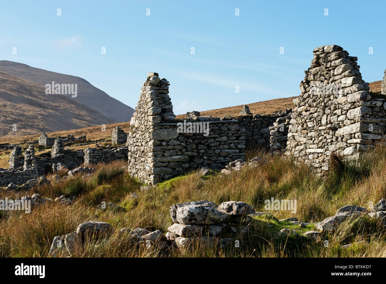 The ruins of the deserted village of Slievemore, Achill Island, County ...