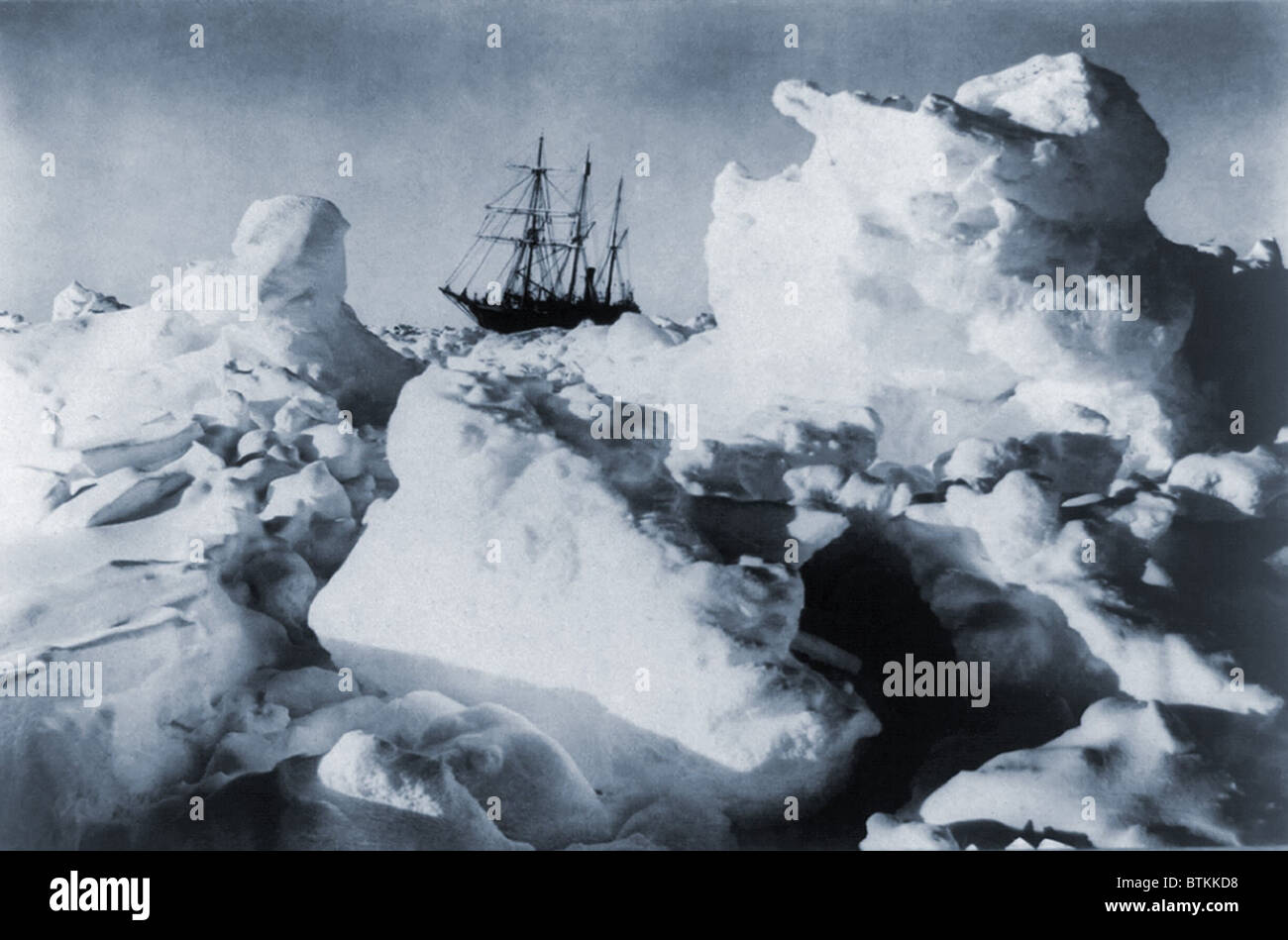 Polar explorer, Ernest Shackleton's ship, ENDURANCE, trapped in Weddell ...