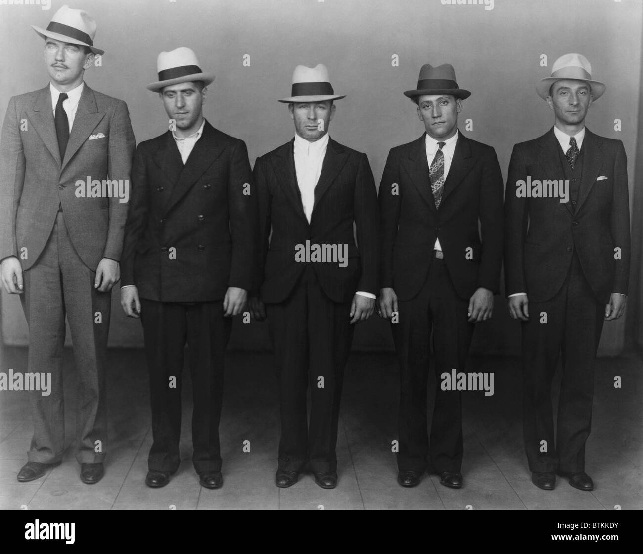 Vincent 'Mad Dog' Coll with his members of his gang in a line up in New ...