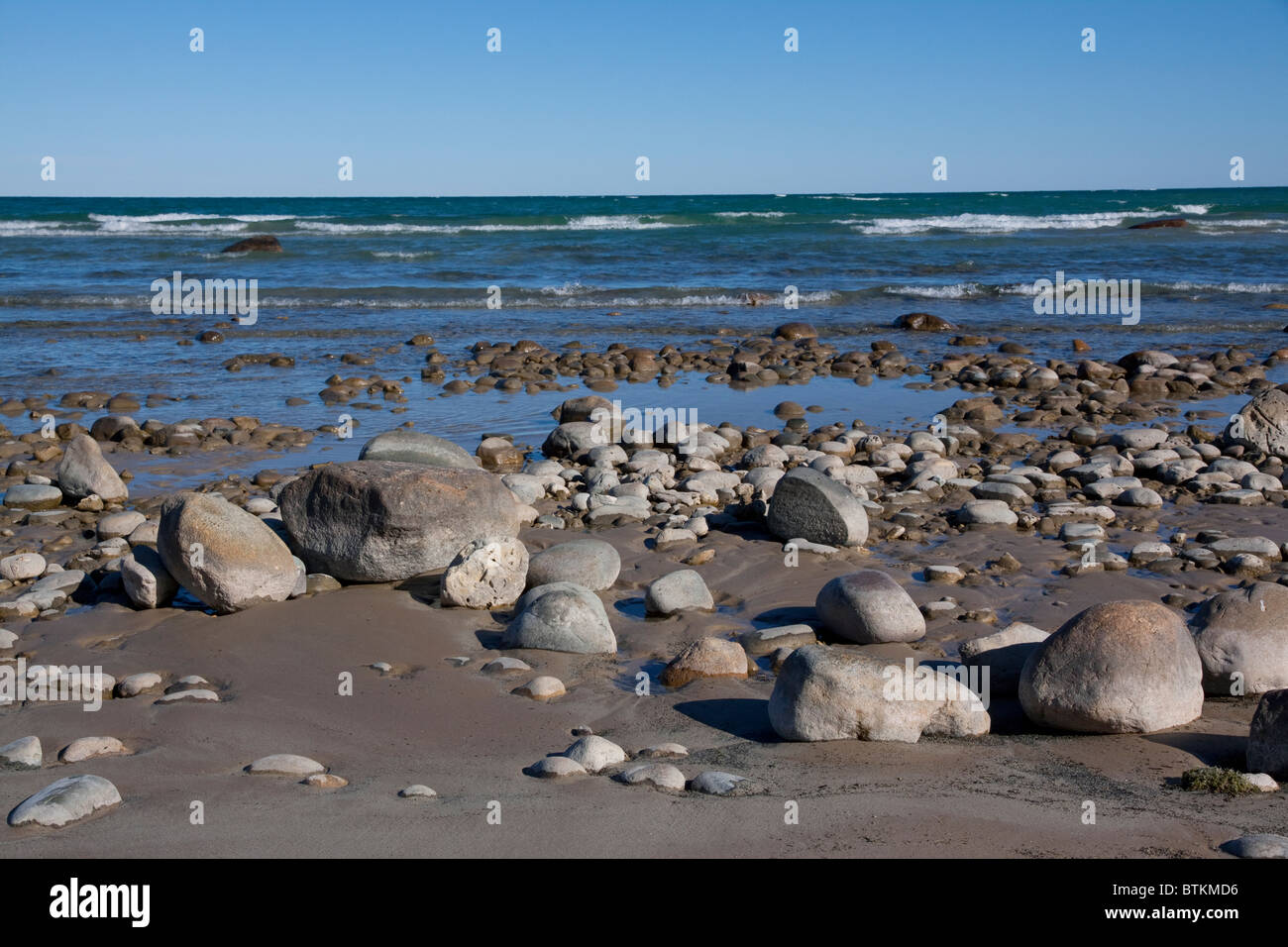 Rocky shoreline of Northern Lake Huron Northern Michigan USA Stock ...