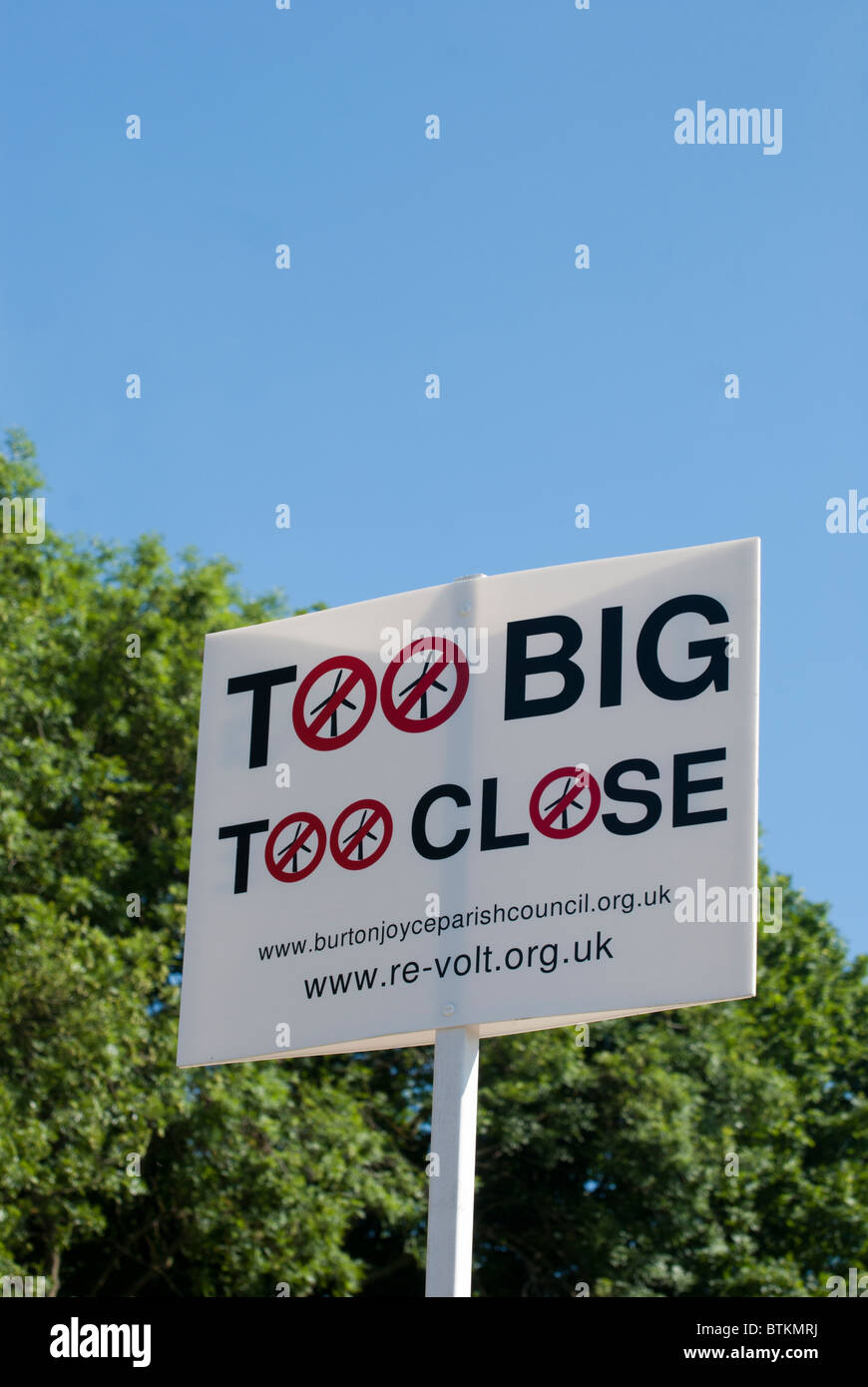 Anti wind turbine board at Burton Joyce, Nottinghamshire protesting at ...