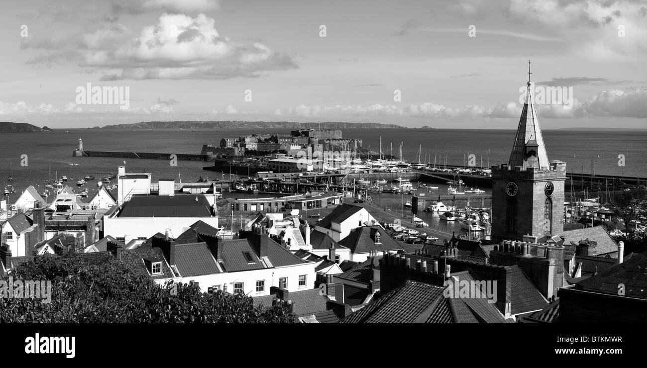 A view over St Peter Port looking out towards Sark Stock Photo - Alamy