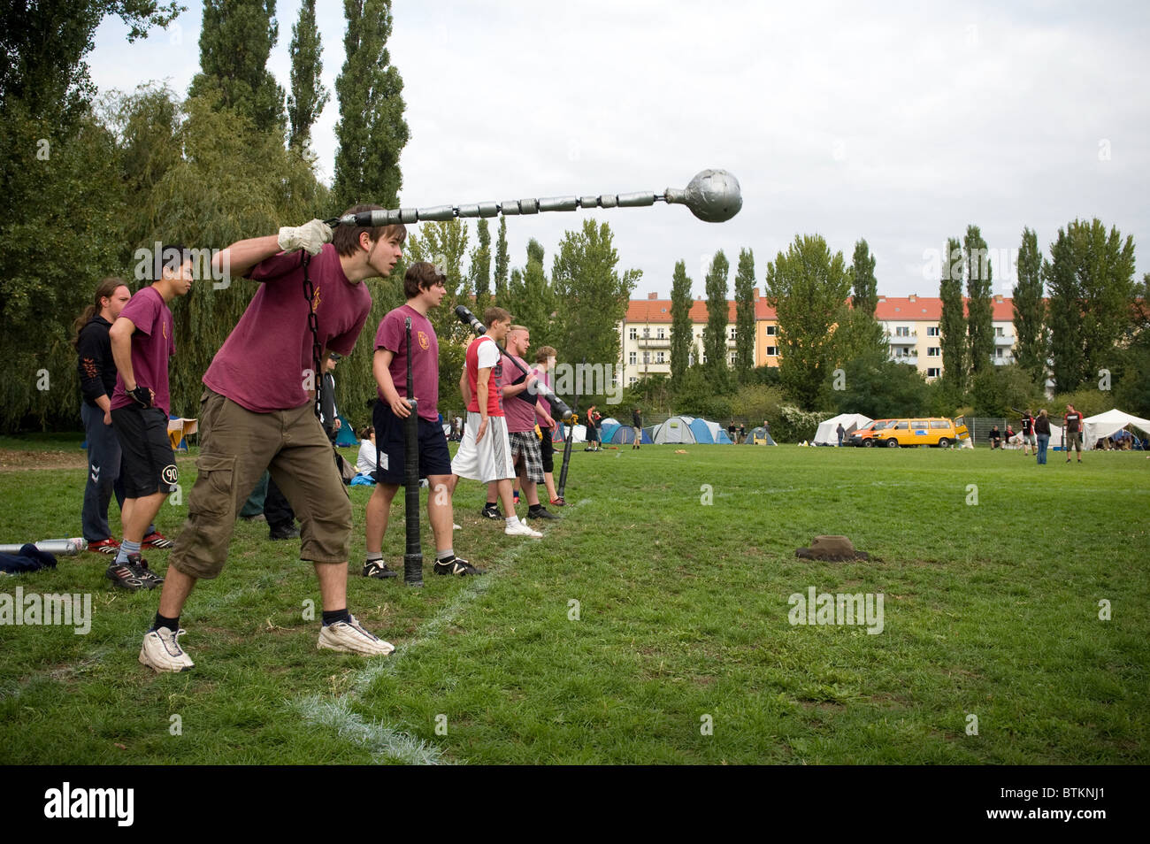 Jugger players in Jahnsportpark, Berlin, Germany Stock Photo - Alamy