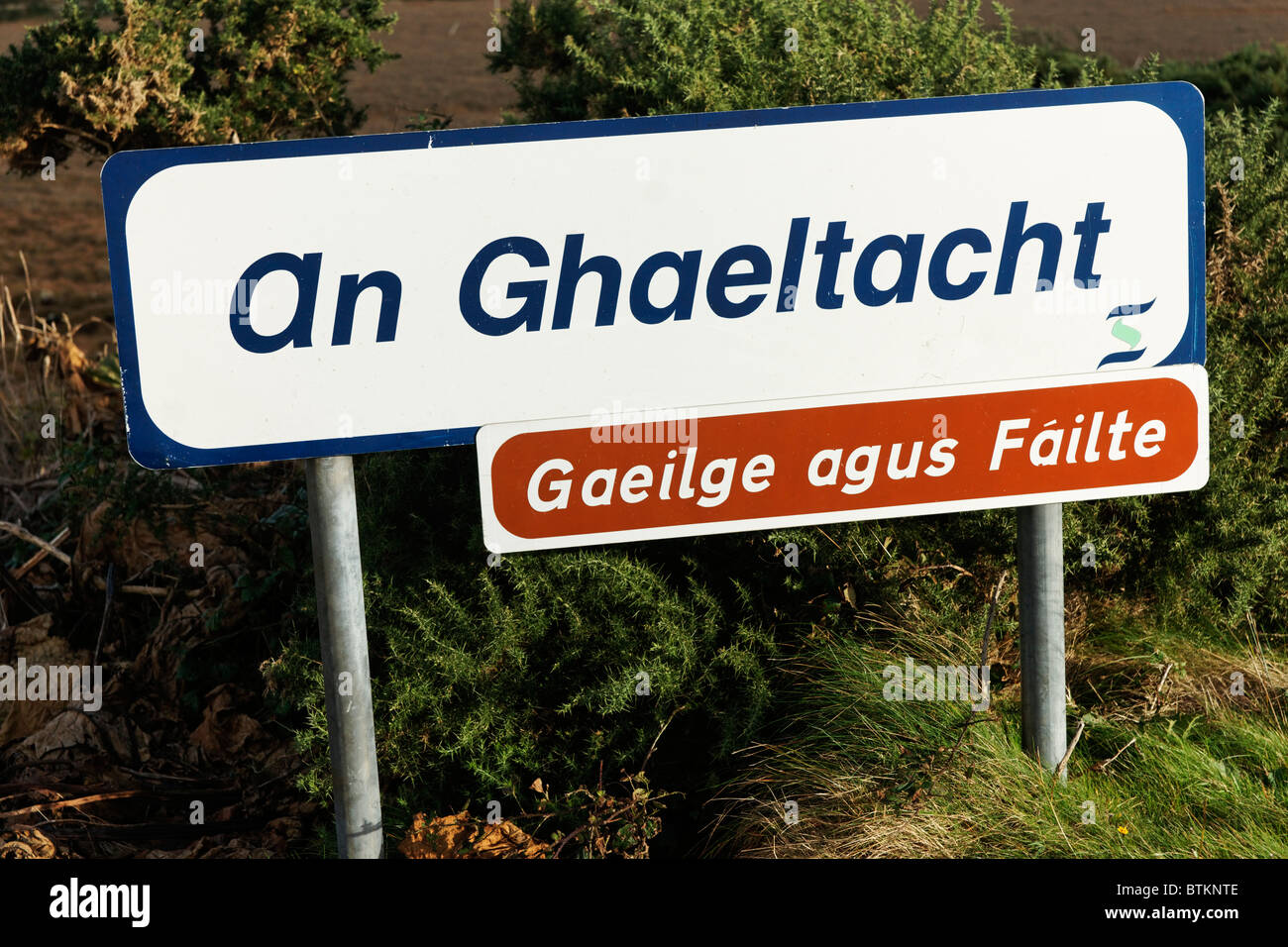 An Ghaeltacht sign. Achill Island, County Mayo, Connaught, Ireland ...