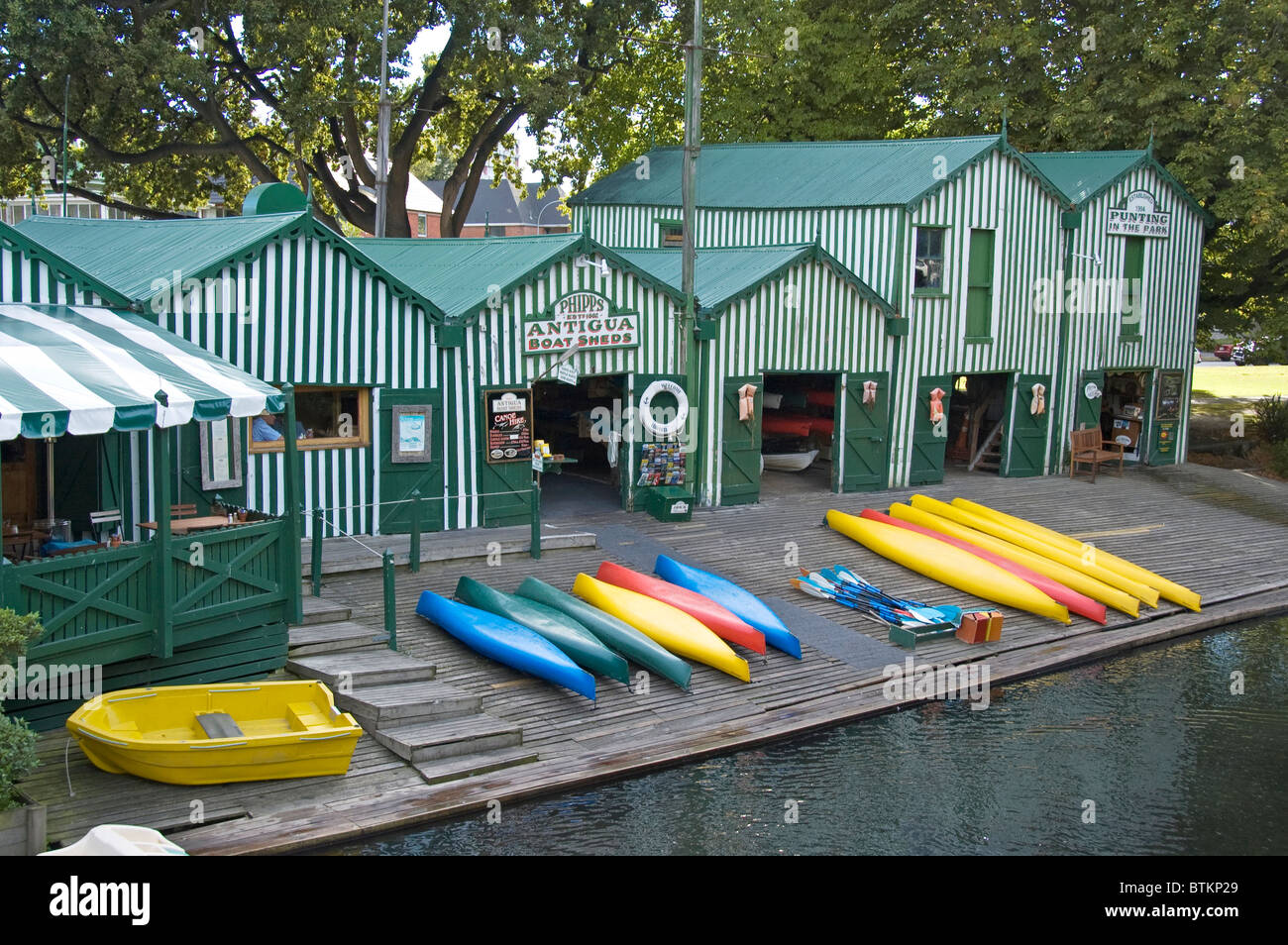 New Zealand South Island Christchurch Avon River boathouse Stock Photo ...