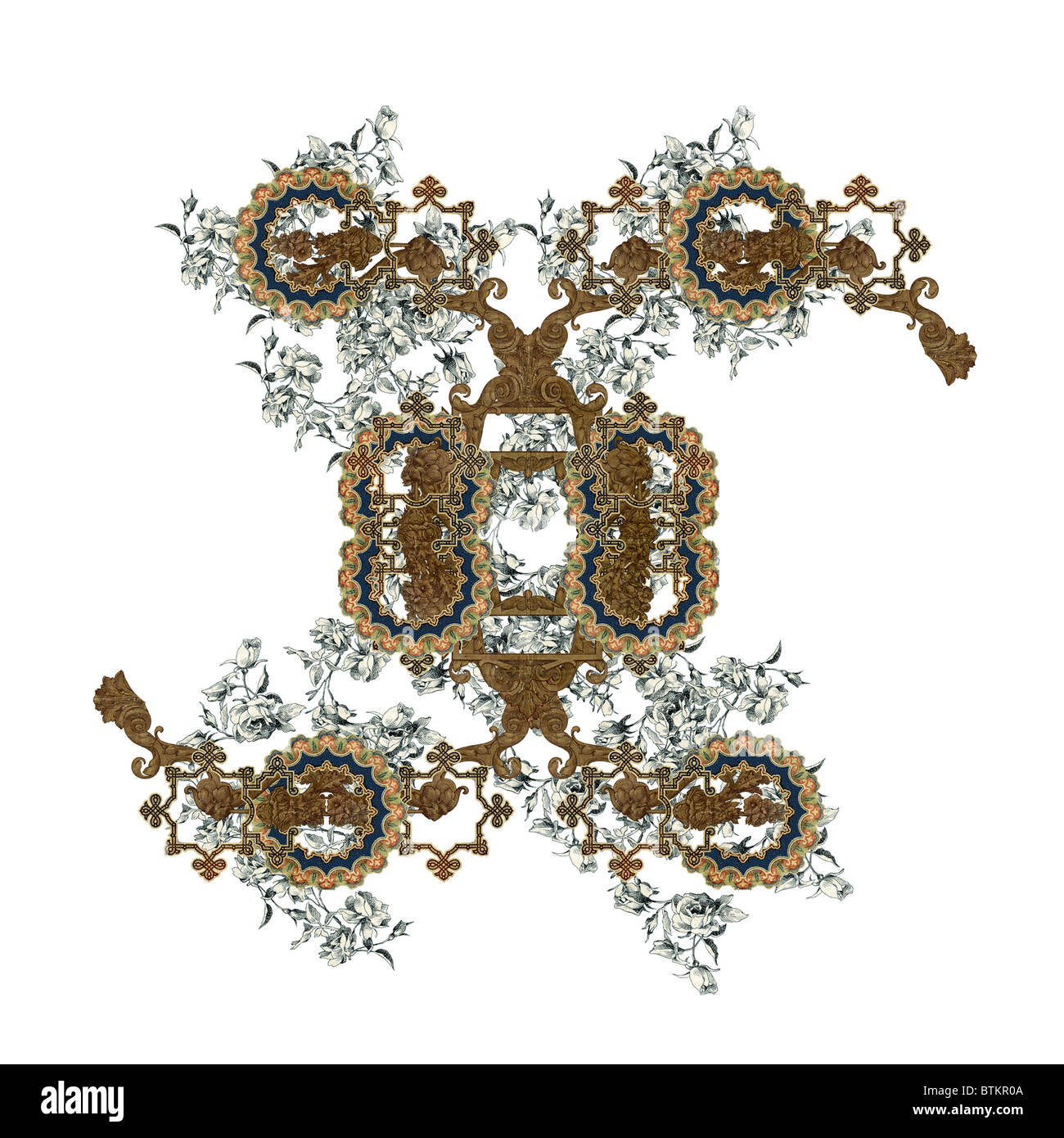 Luxuriously illustrated old capital letter X with flowers Stock Photo ...