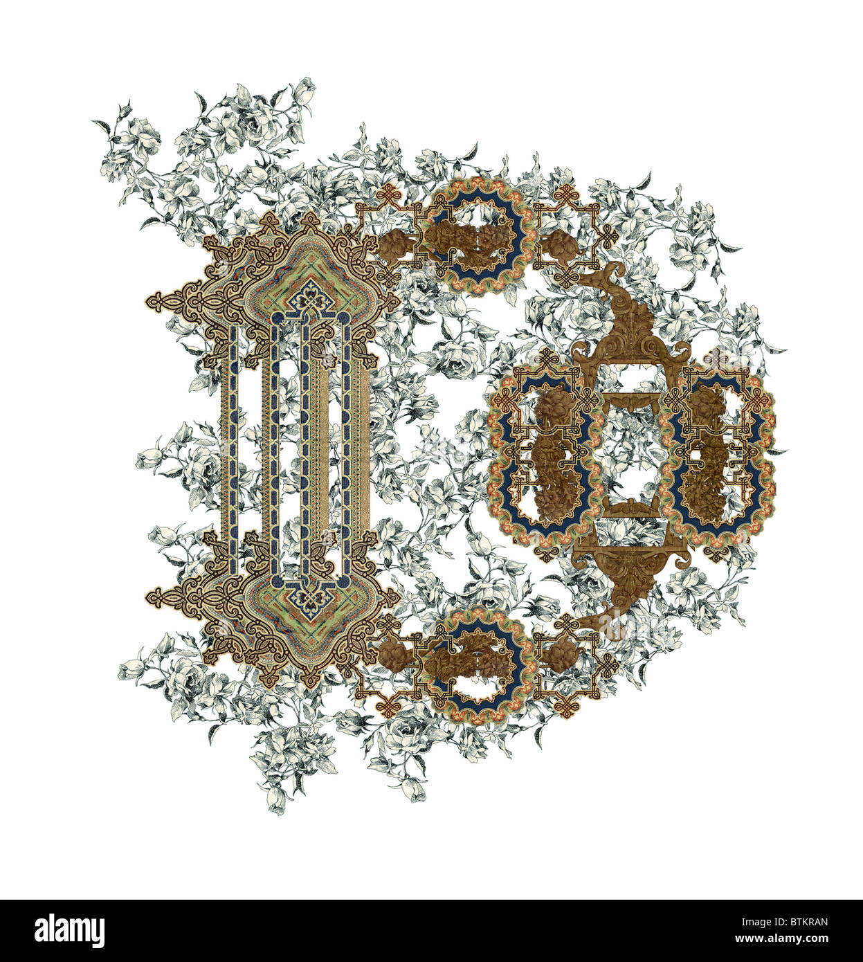 Luxuriously illustrated old capital letter D with flowers Stock Photo ...