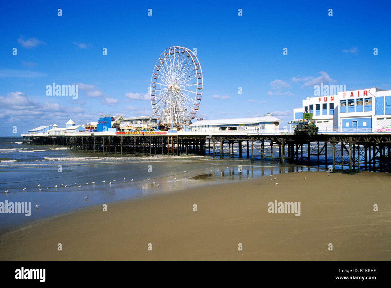 Blackpool Central Pier and Beach, Lancashire England UK English piers ...