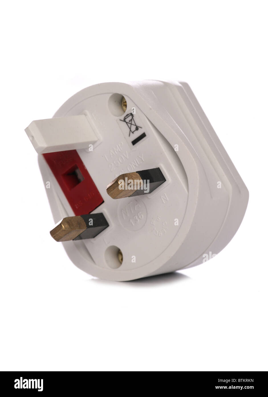 Three pin plug adapter studio cutout Stock Photo - Alamy