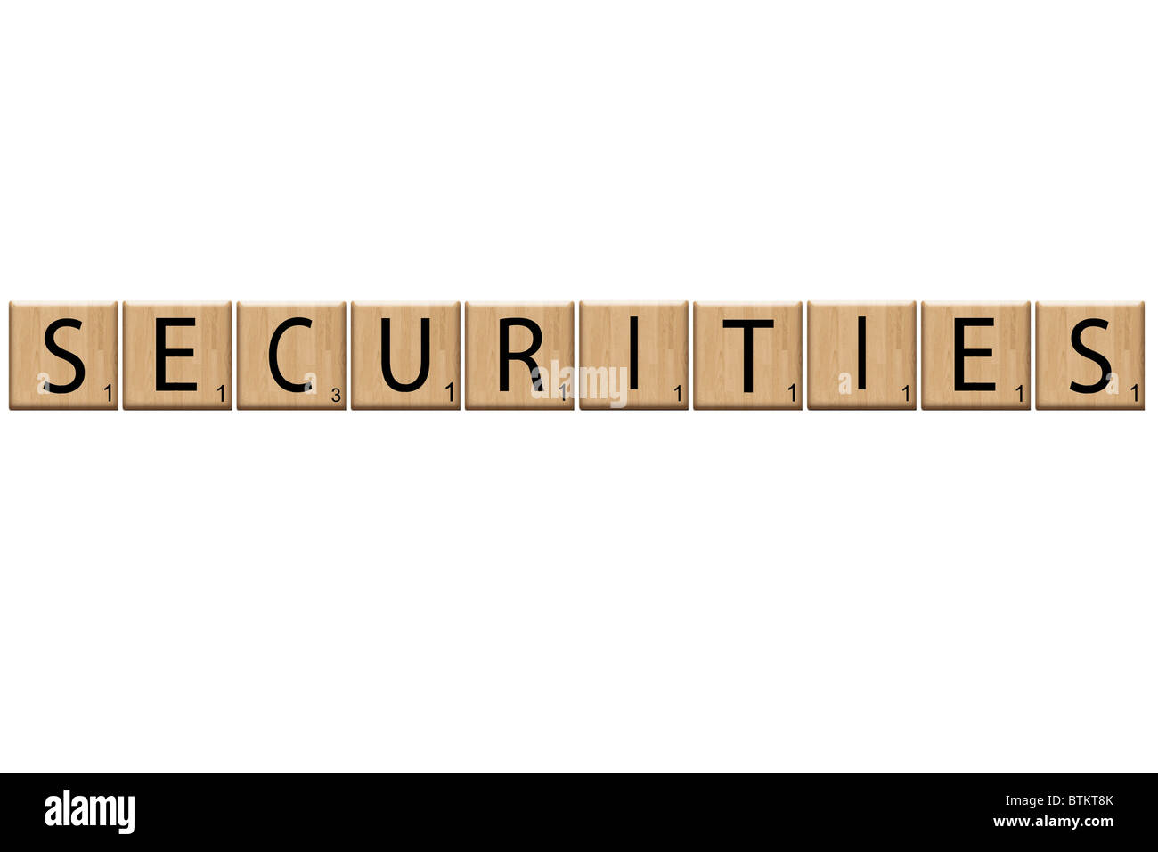 securities spelled using wooden scrabble tiles Stock Photo - Alamy