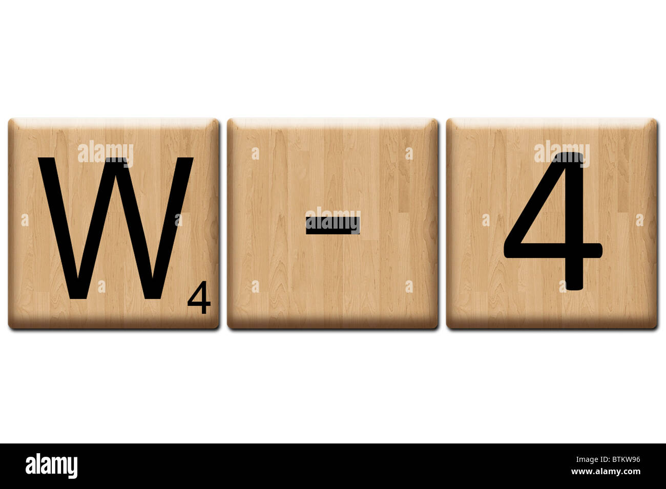 W-4 spelled using wooden scrabble tiles Stock Photo - Alamy