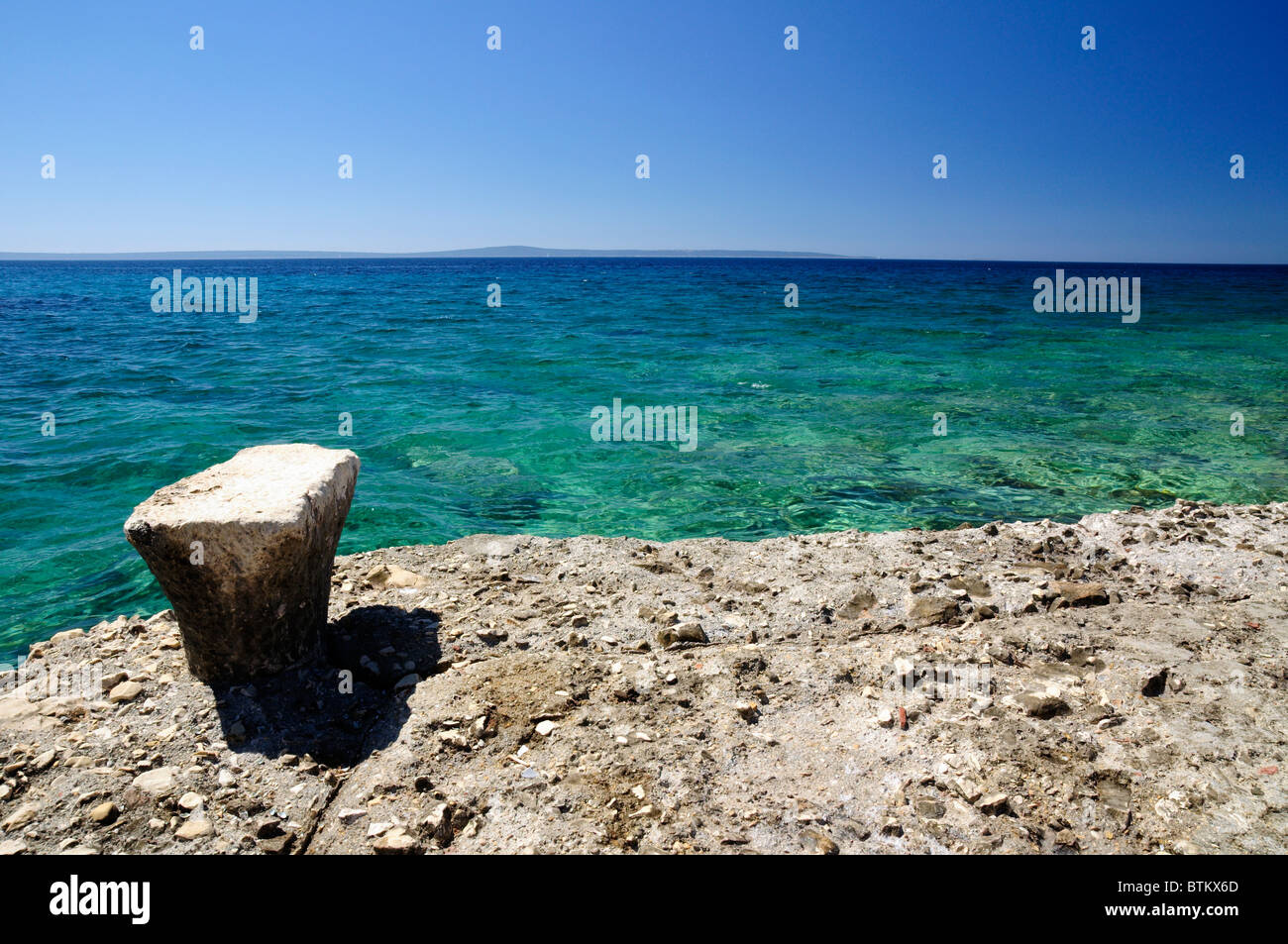 Empty quay, Silba Island, Croatia, Premuda Island in a background Stock ...