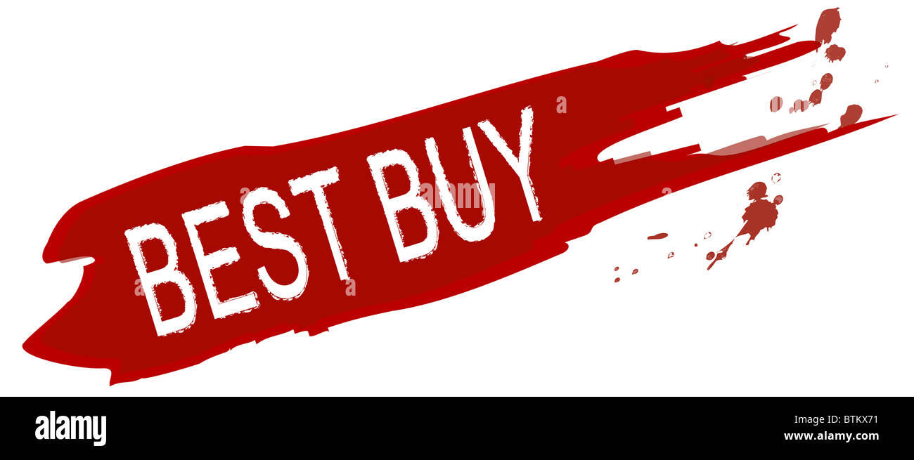 Splash of red color showing the term best buy. All on white background ...