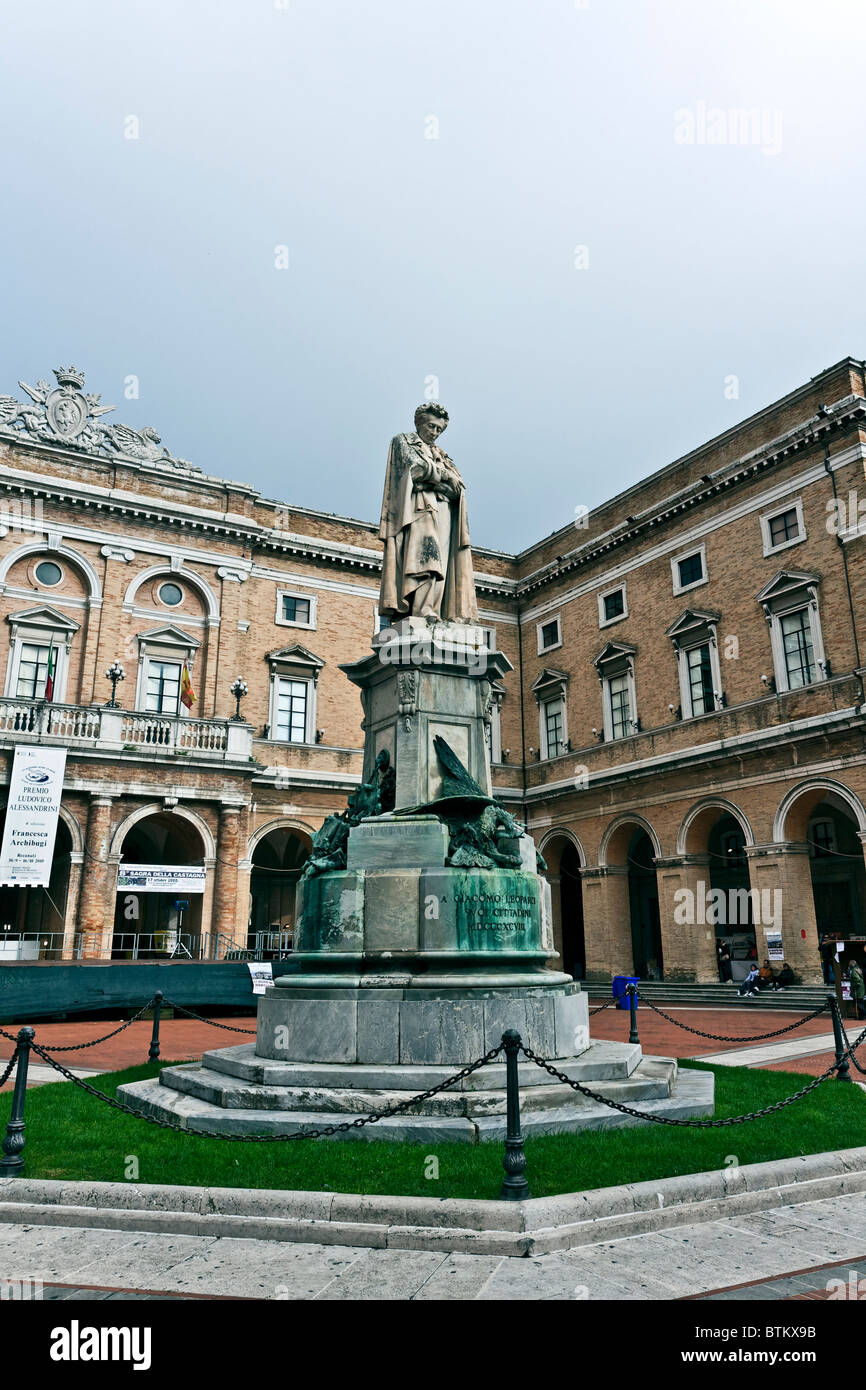 Giacomo Leopardi commemorative statue in his hometown Recanati , Ancona ...
