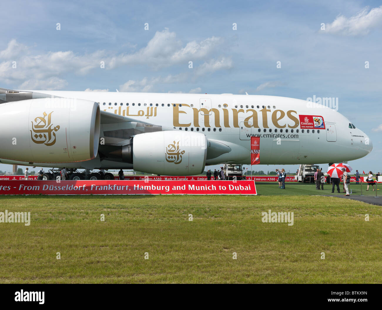 Airbus A380-800 of the Emirates airline. Airshow display at the ILA ...