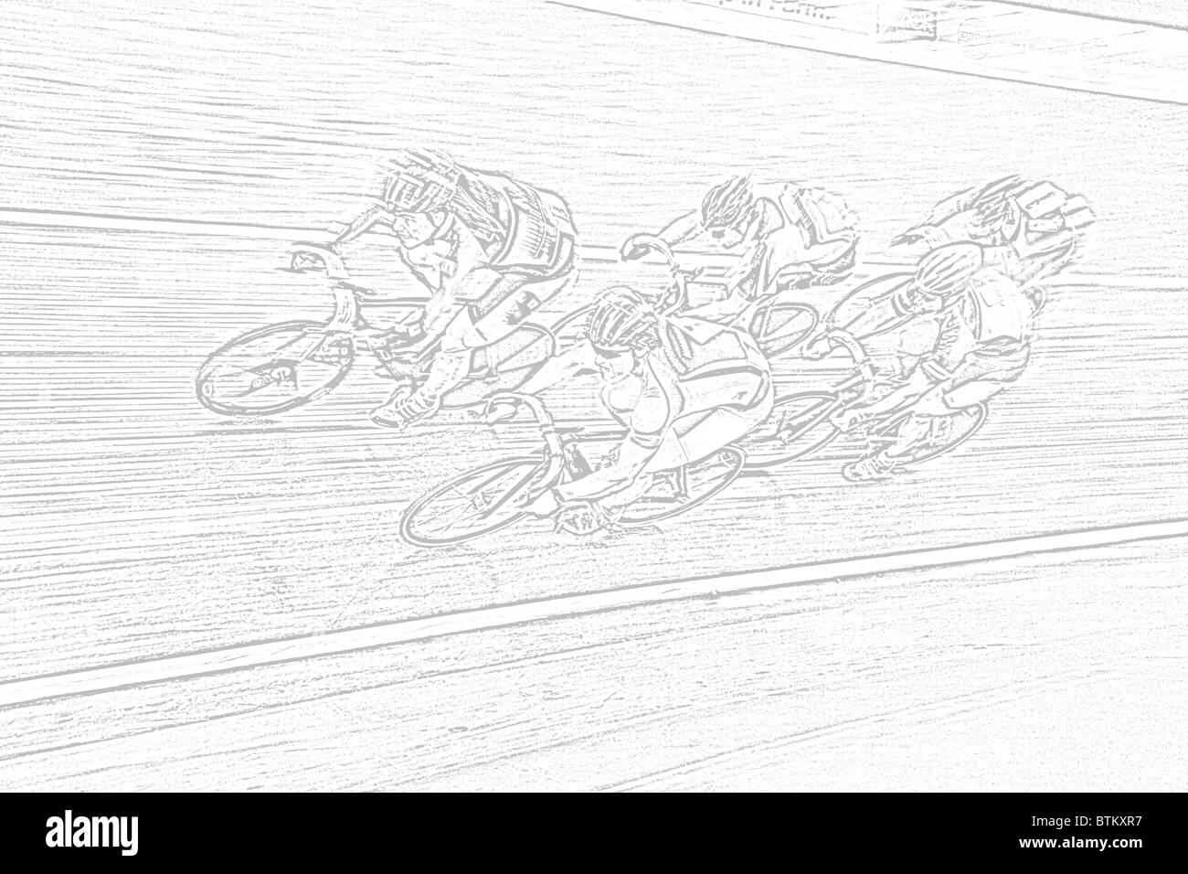 A drawing of a professional bikerider peloton in simple lines Stock ...