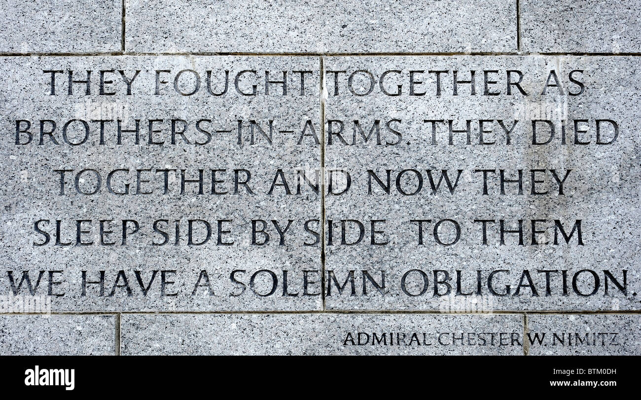 Inscription at National World War II Memorial, National Mall ...