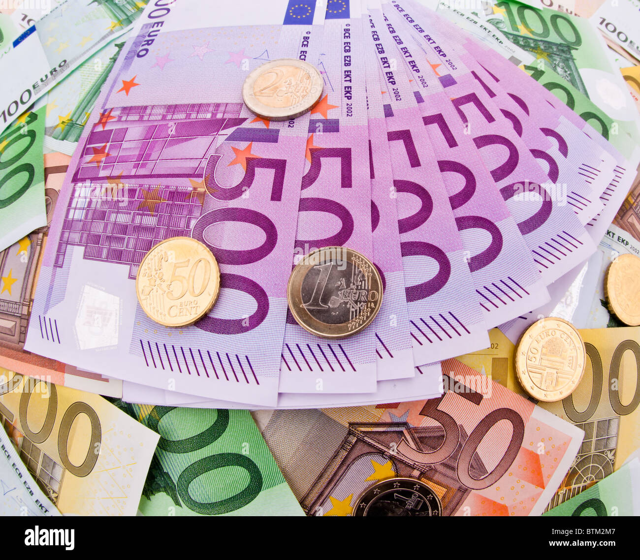 Many Euro banknotes of the European Union Stock Photo - Alamy