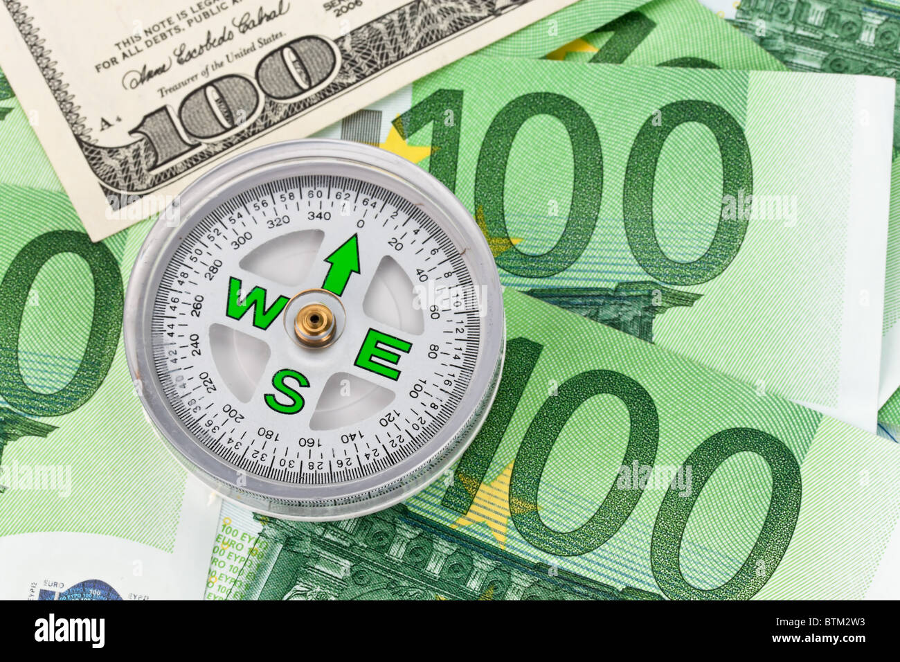 Dollar and Euro notes. Symbol differences Euro Dollar Stock Photo - Alamy