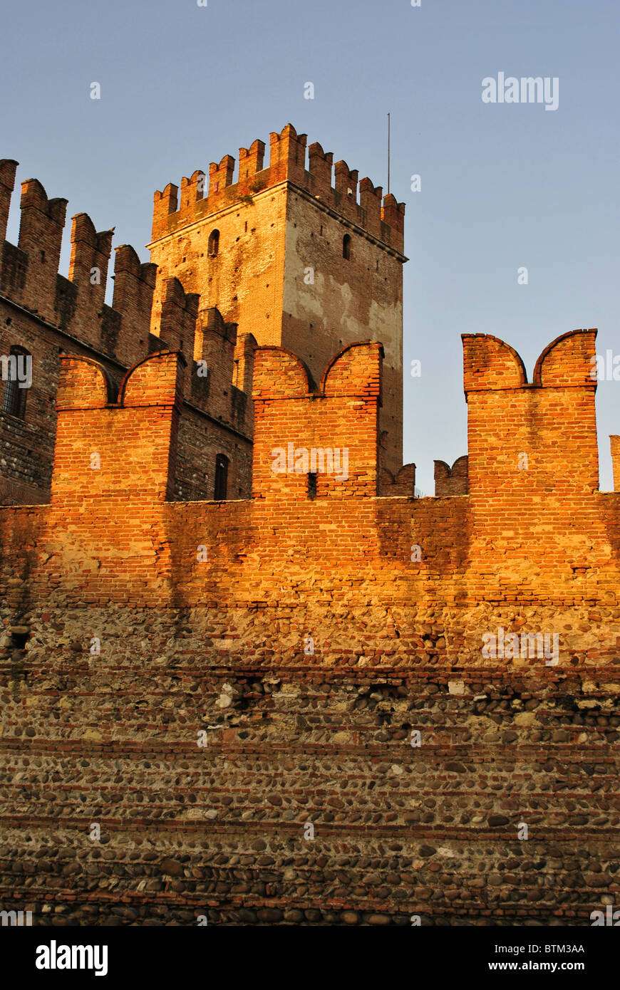 medieval castle with red brick fortifications Stock Photo - Alamy