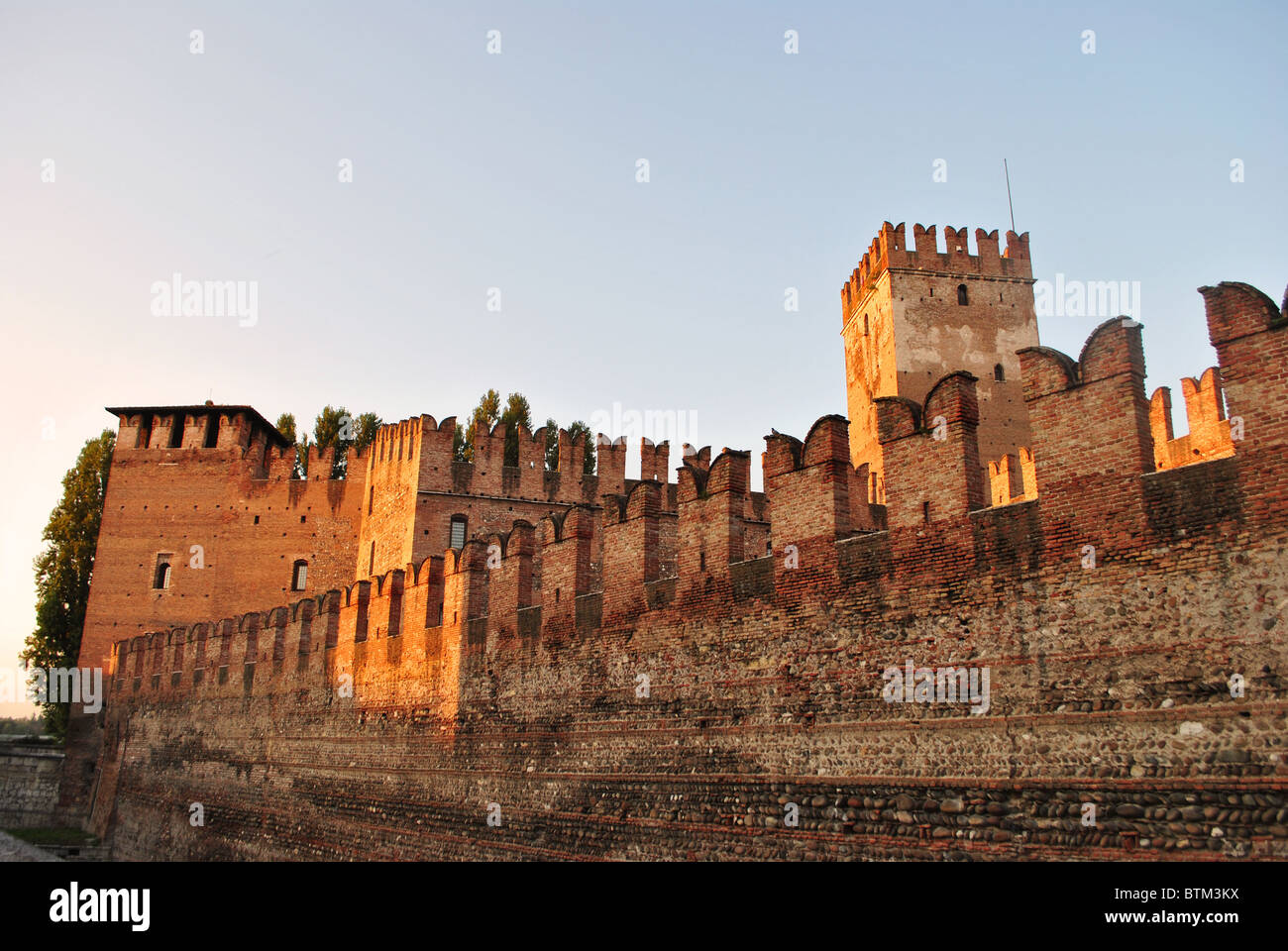 medieval castle with red brick fortifications Stock Photo - Alamy