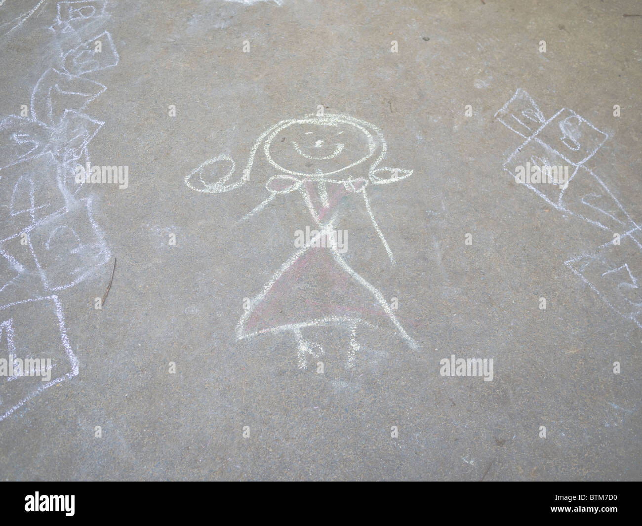 children's chalk drawings in a school playground Stock Photo - Alamy