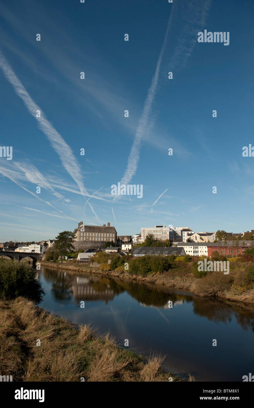 Carmarthen town on the banks of the river Tywi, West Wales UK Stock ...