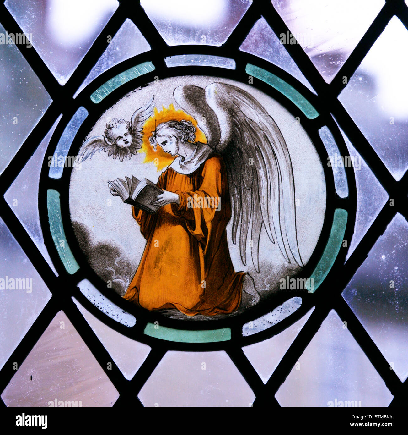 A Stained glass window depicting an angel, Flemish School, circa 17th ...