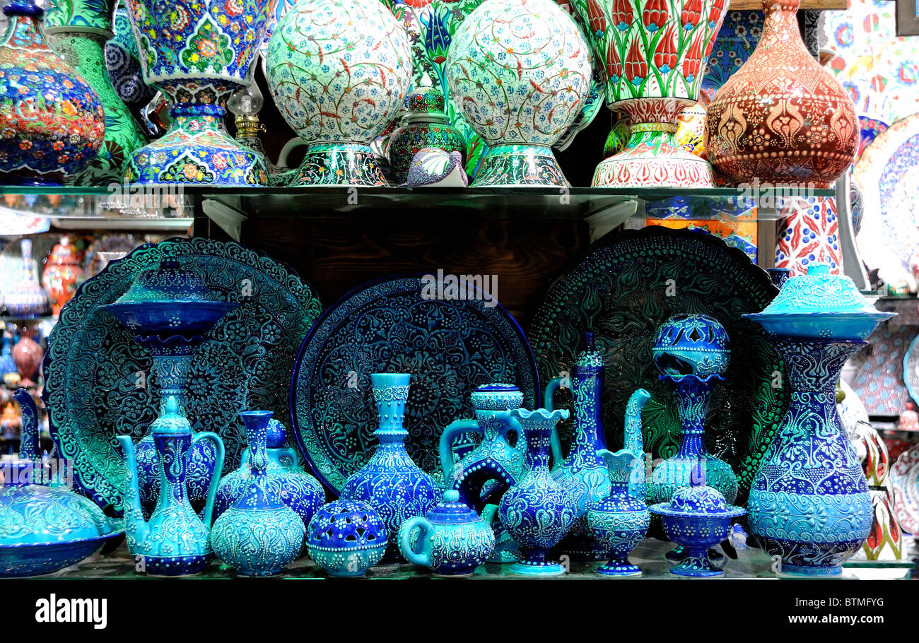 Set of blue porcelain Stock Photo - Alamy
