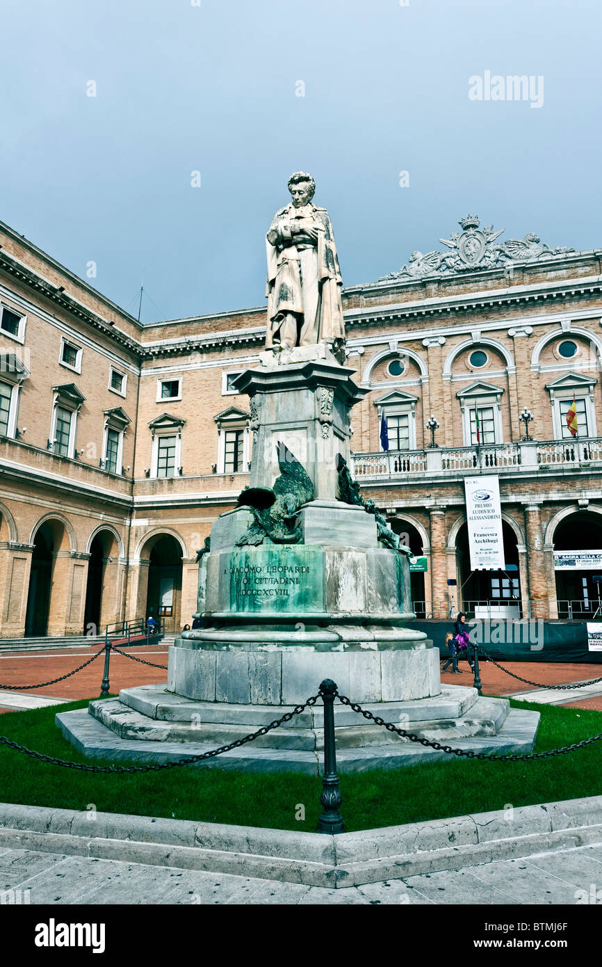 Giacomo Leopardi commemorative statue in his hometown Recanati , Ancona ...