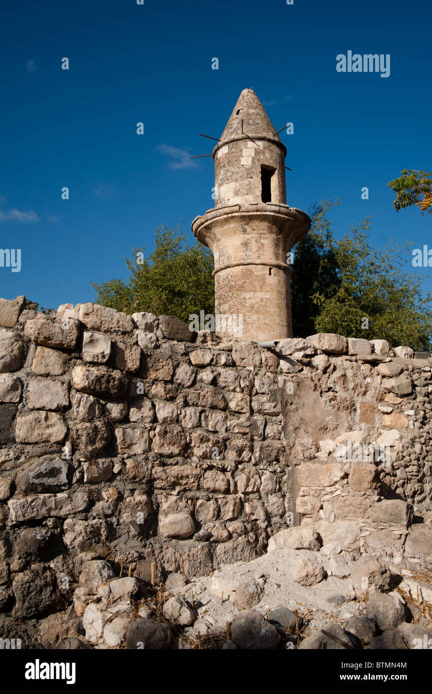 The ruins of a mosque in the depopulated Arab village of Hittim in ...