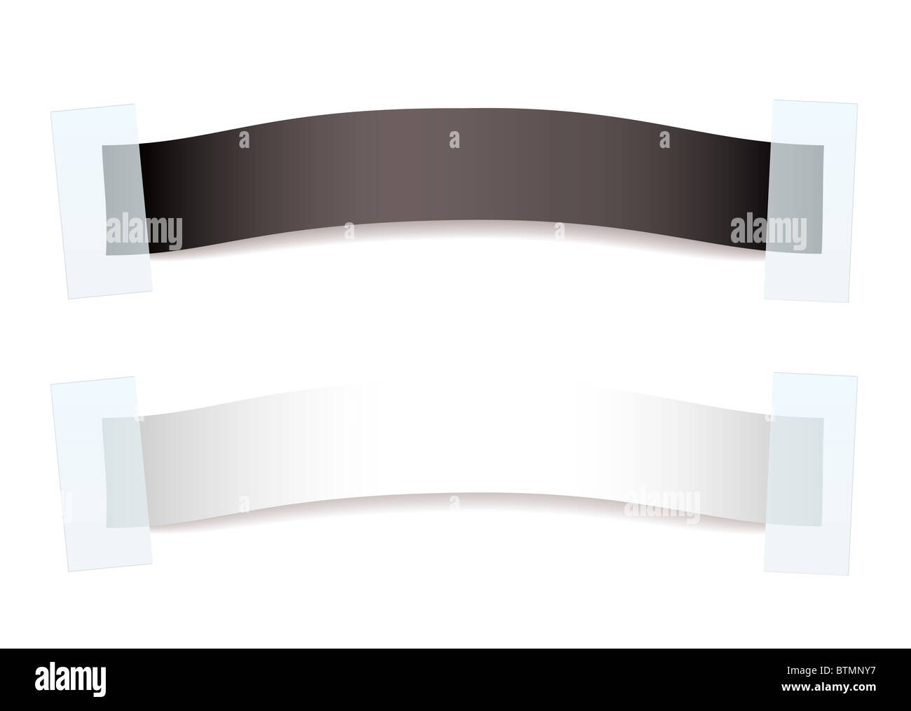 two paper ribbon strips with sticky tape icons and shadow Stock Photo ...