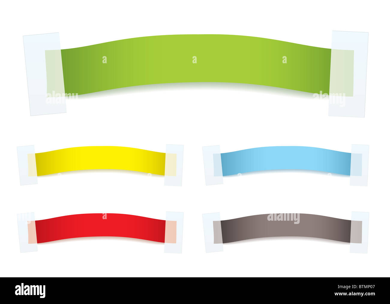 Collection of paper ribbons with tape and copy space Stock Photo - Alamy