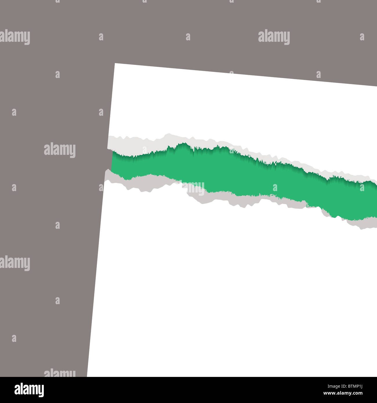 Torn white paper background with green sheet and text space Stock Photo ...