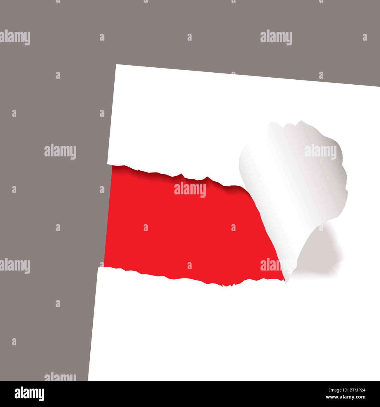 torn paper icon with red background and copy space Stock Photo - Alamy