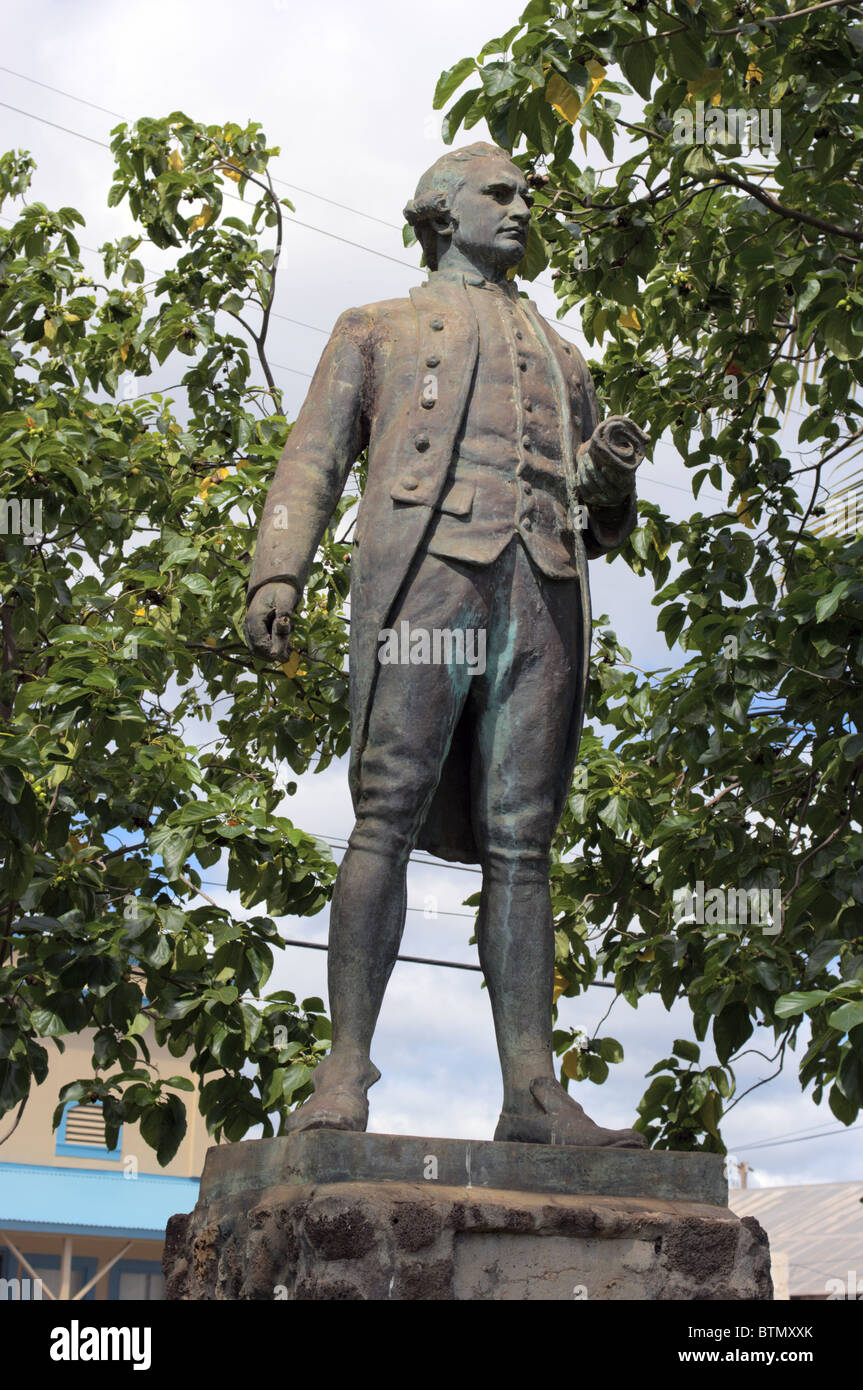 Captain Cook statue Waimea Kaua'i HI Stock Photo - Alamy