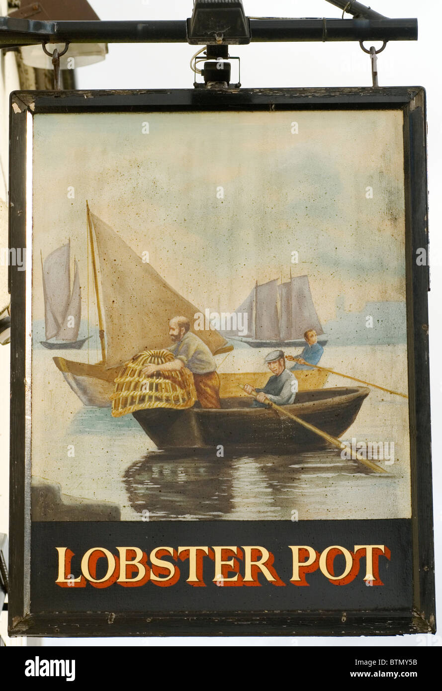 West Malling Kent. UK The Lobster Pot pub sign oil painting. Circa ...