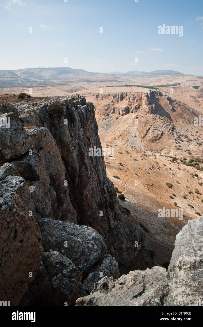 The spectacular cliffs in Arbel National Park in the Galilee region of ...